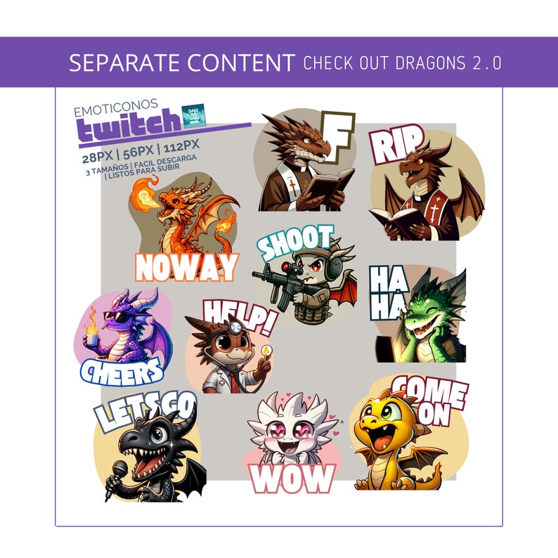 Emote Dragon TWITCH | Pack X10 Emoticonos | Dragones Cute | Dragon ...