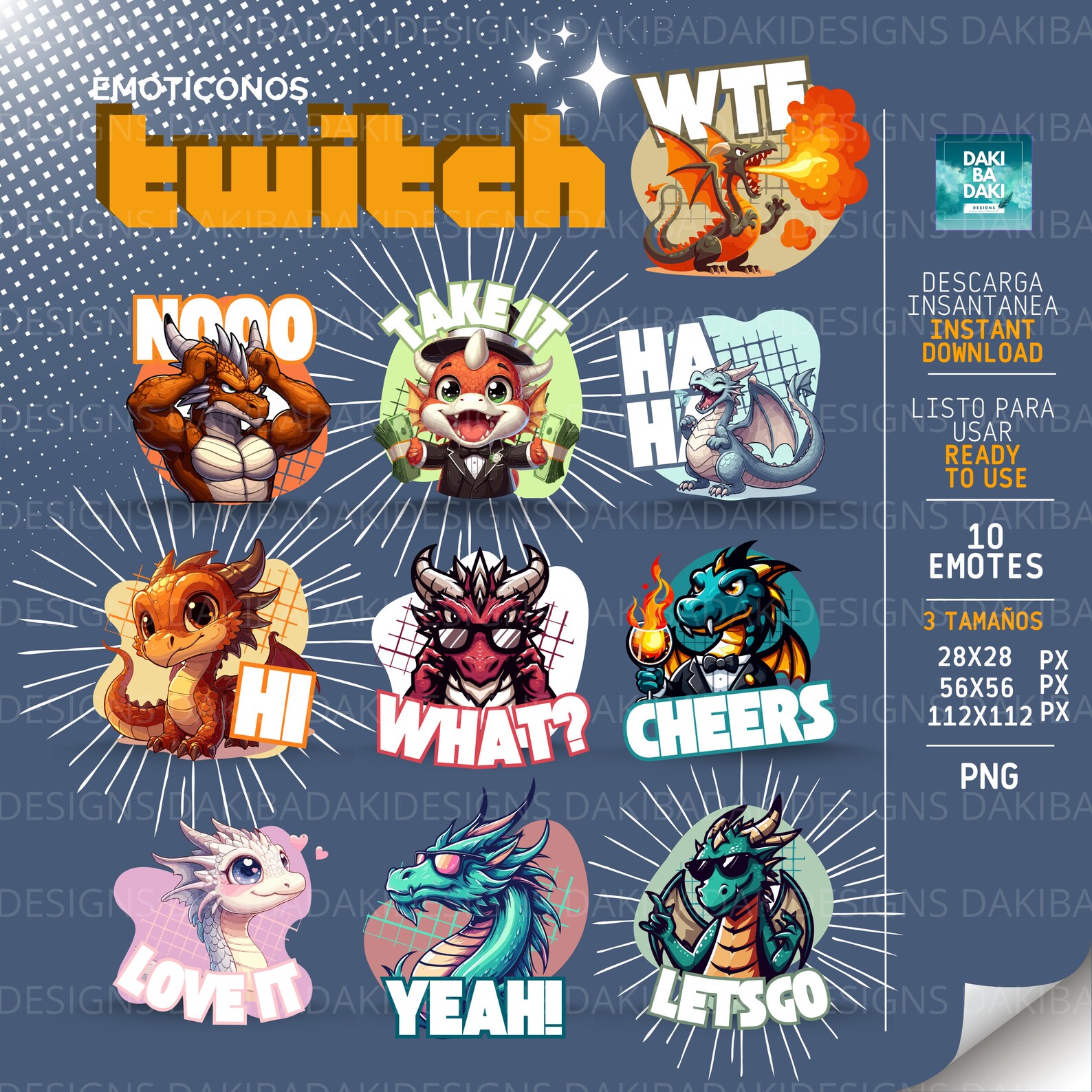 Emote Dragon TWITCH | Pack X10 Emoticonos | Dragones Cute | Dragon ...