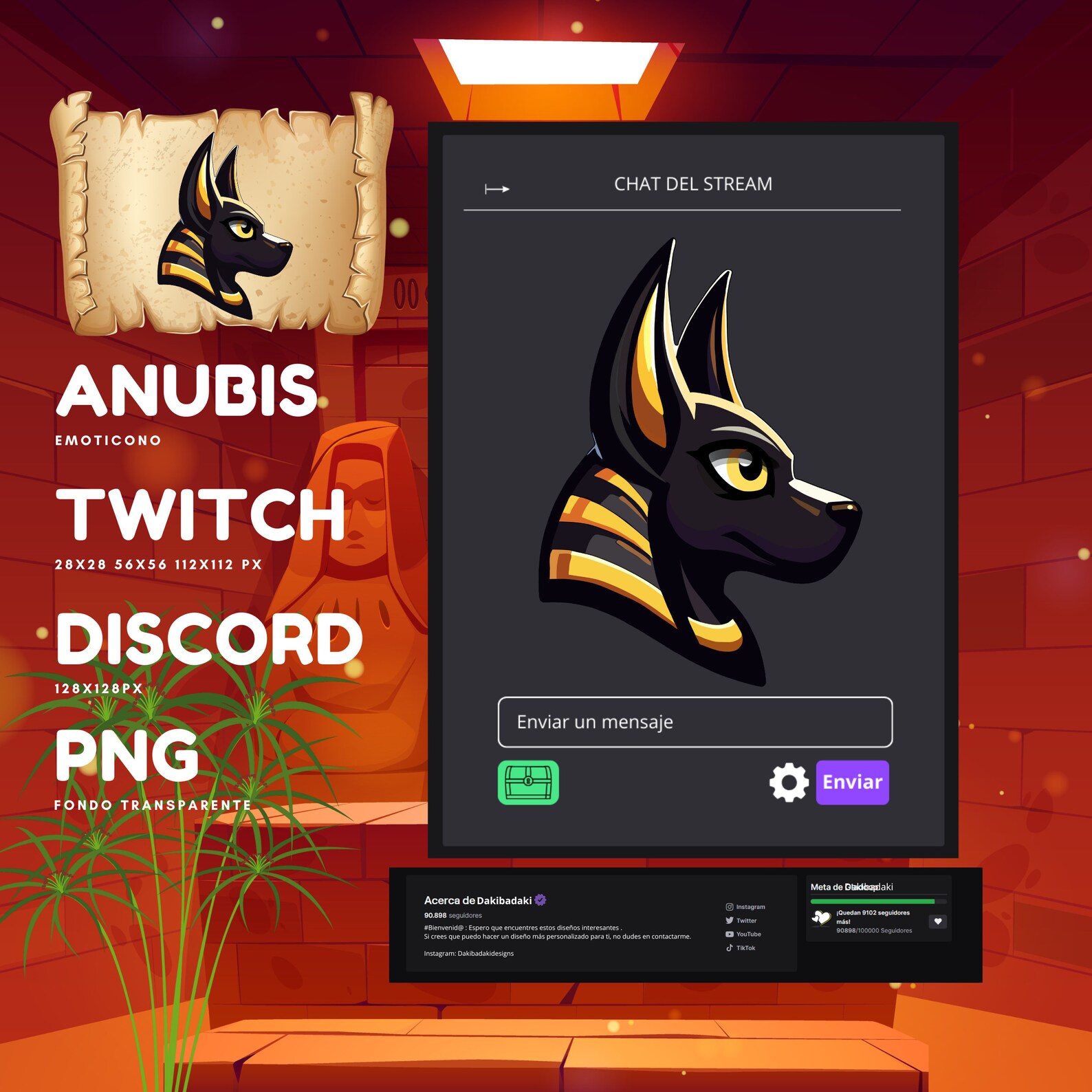 Emoticono Anubis PNG Para Twitch & Discord Emoticono Dios Egipcio, Egipto Emote Alta Calidad - Etsy