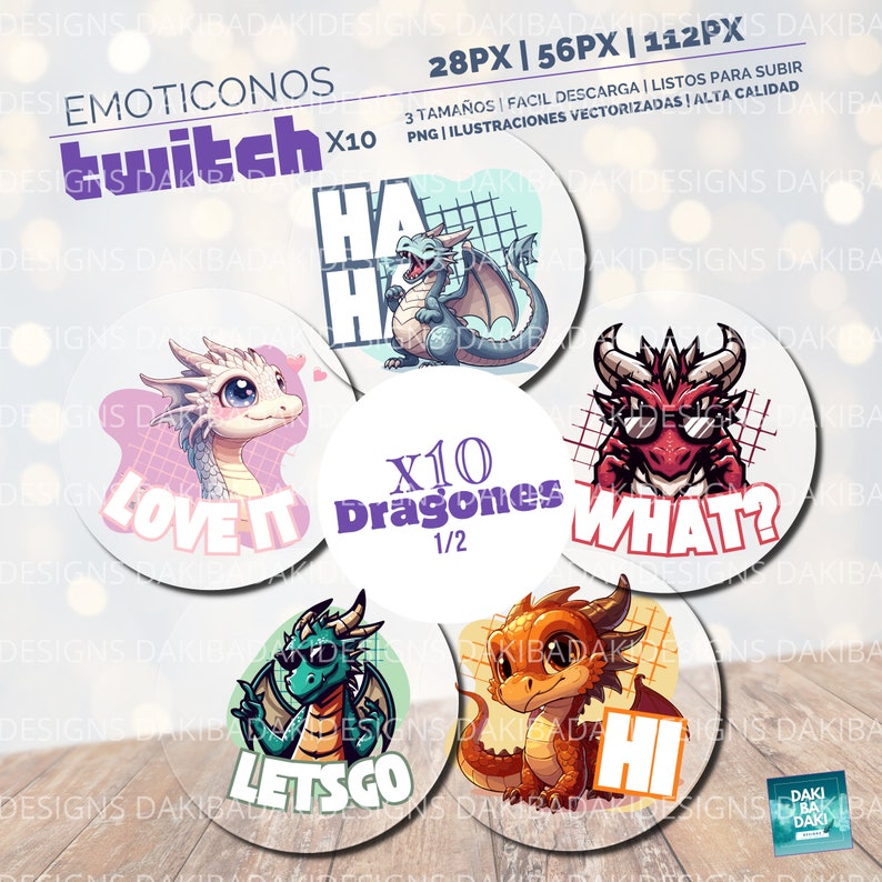 Emote Dragon TWITCH Pack X10 Emoticonos Dragones Cute Dragon Elegante ...