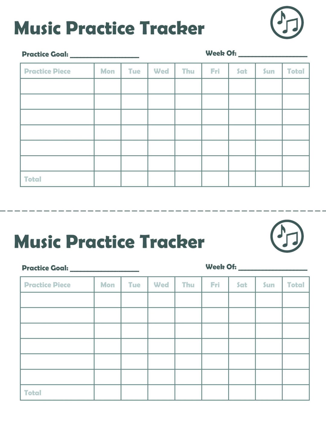 Printable Music Practice Tracker - Etsy