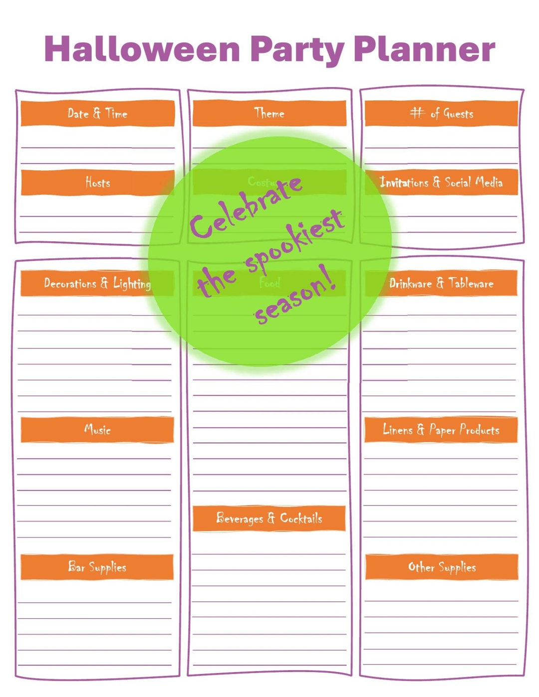 Printable Halloween Party Planner - Etsy