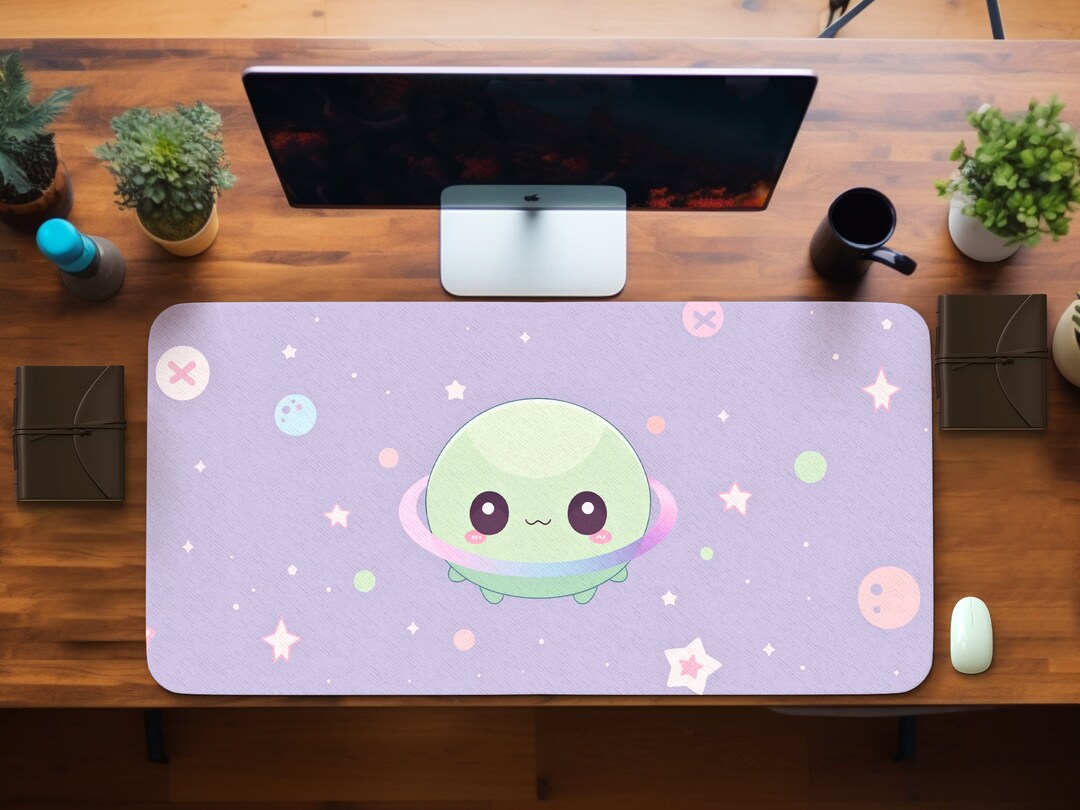 Cute Planet Desk Mat, Celestial Play Mat, Galactic Desk Mat, Purple ...