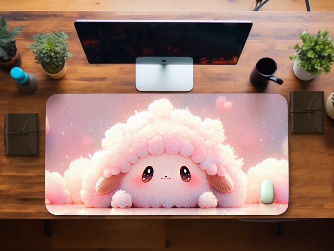 Cute Baby Sheep Desk Mat, Pink Deskmat, Cute Pink Gaming Mousepad ...