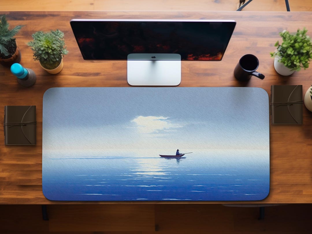Blue Lake Desk Mat, Water Desk Mat, Sky Mouse Pad, Aesthetic Ocean ...