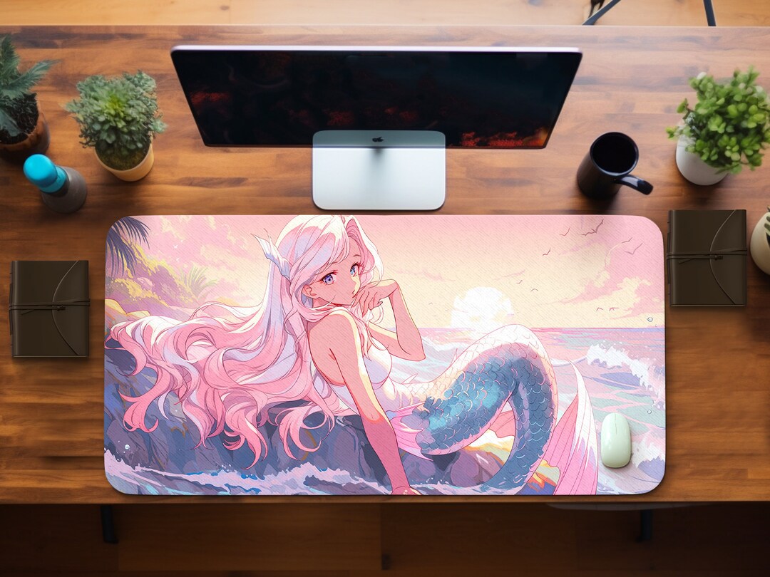 Cute Mermaid Mouse Pad, Gaming Setup, Mermaidcore Desk Mat, Pastel ...