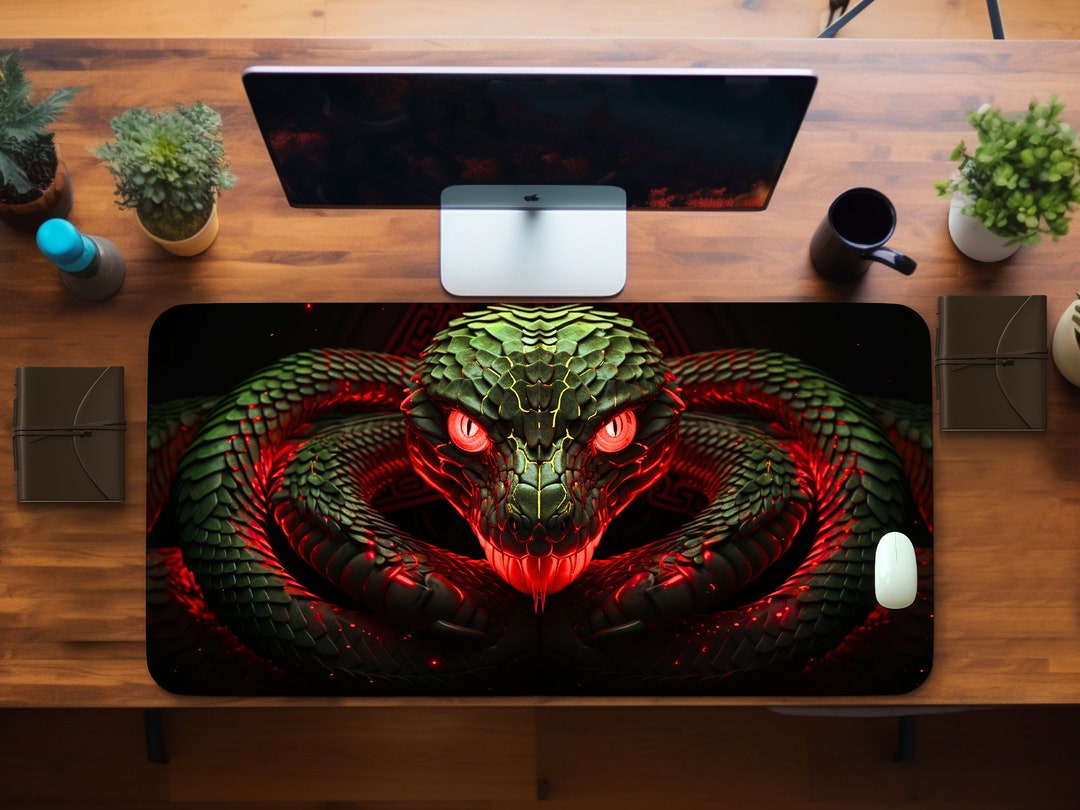 Snake Desk Mat. Aesthetic Deskmat, Green Gaming Mouse Pad, Gothic Desk ...