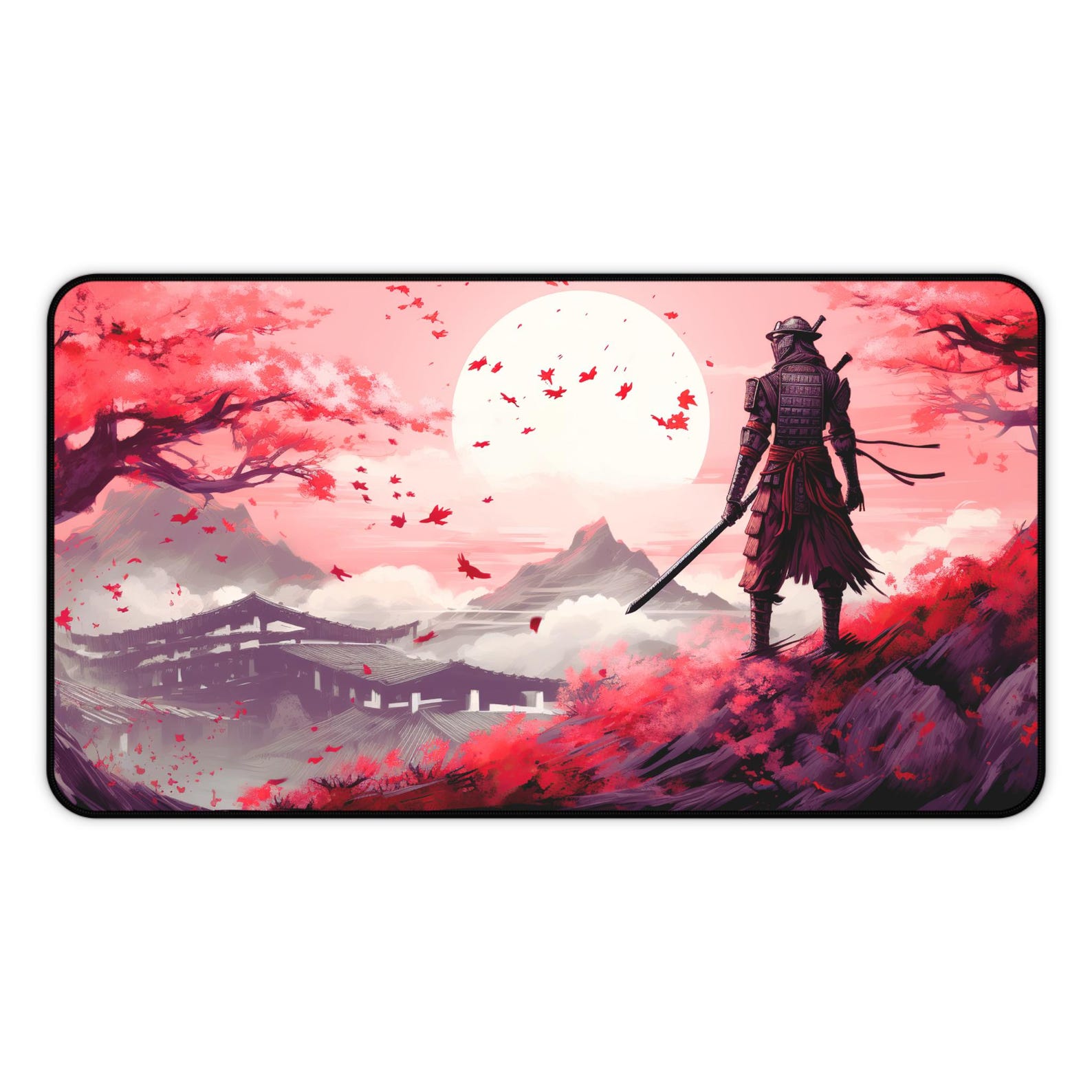Red Japanese Samurai Gaming Playmat, Desk Mat Mousepad, Game Table ...