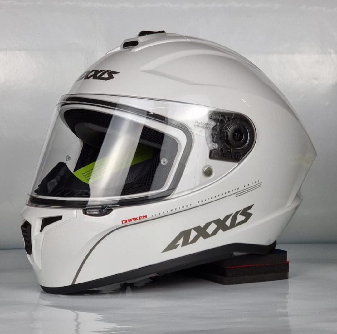 Axxis Helmet Draken S Solid (V.2 Gloss Pearl White) Full Face Helmet ...