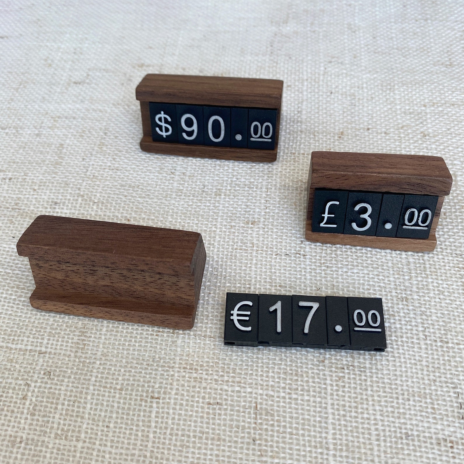 Walnut Wood Price Tag, Adjustable Counter Stand Label, Walnut Sale ...