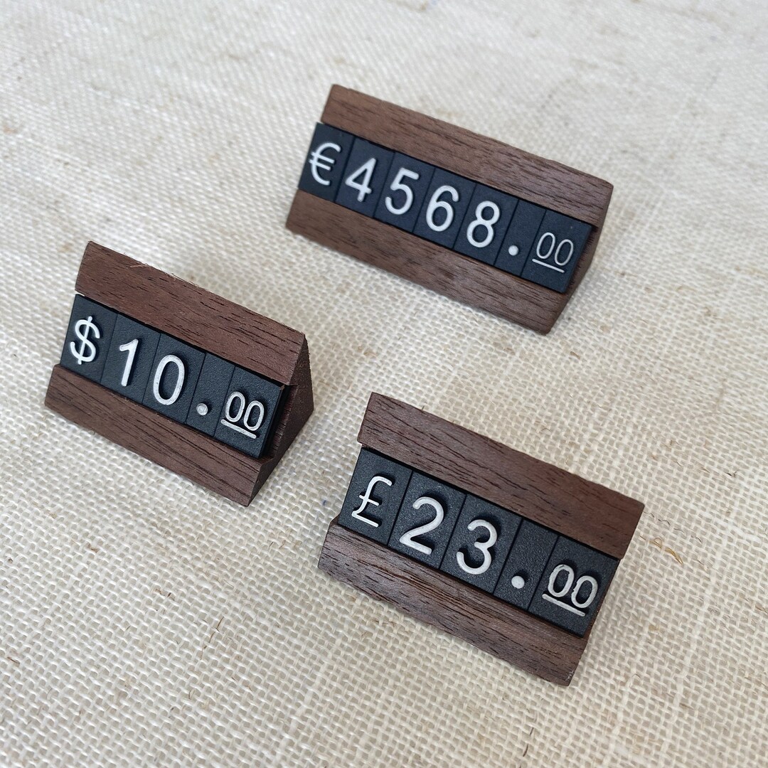 Wood Price Tag, Adjustable Counter Stand Label, Walnut Sale Price ...