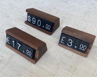 Wood Price Tag, Adjustable Counter Stand Label, Walnut Sale Price ...