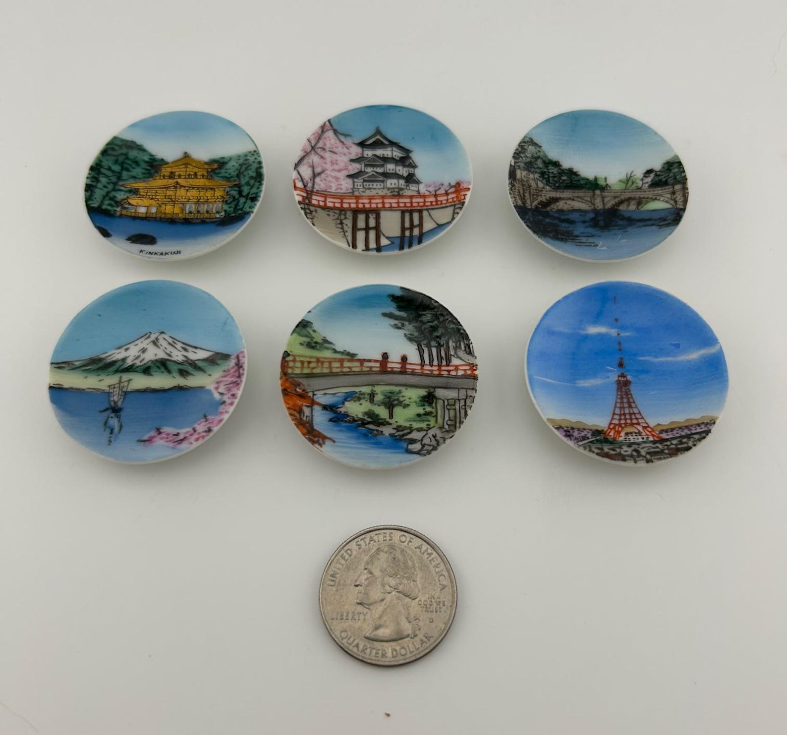 Set of 6 Miniature Ceramic Plates With Japanese Landmarks - Etsy