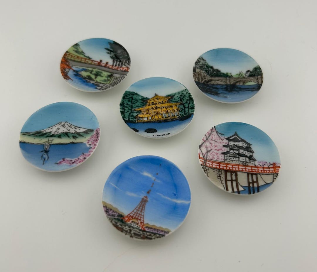 Set of 6 Miniature Ceramic Plates With Japanese Landmarks - Etsy