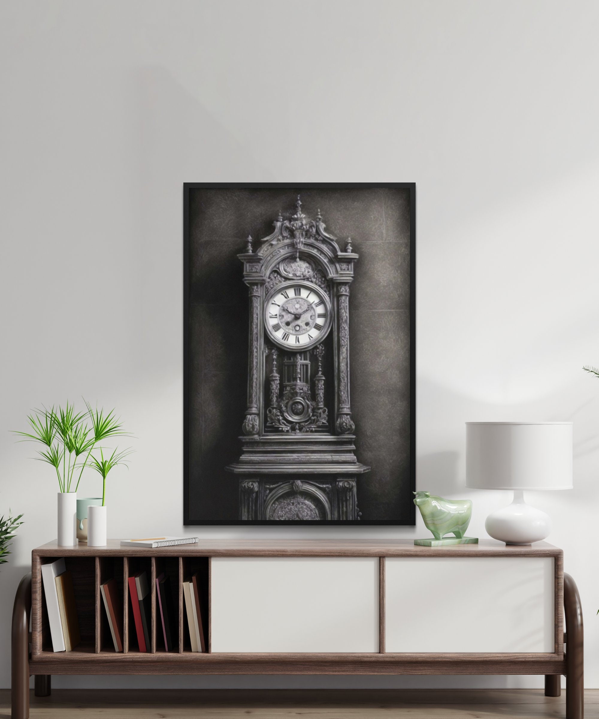 Rustic Grandfather Clock Digital Download, Antique Clock Sketch Wall ...