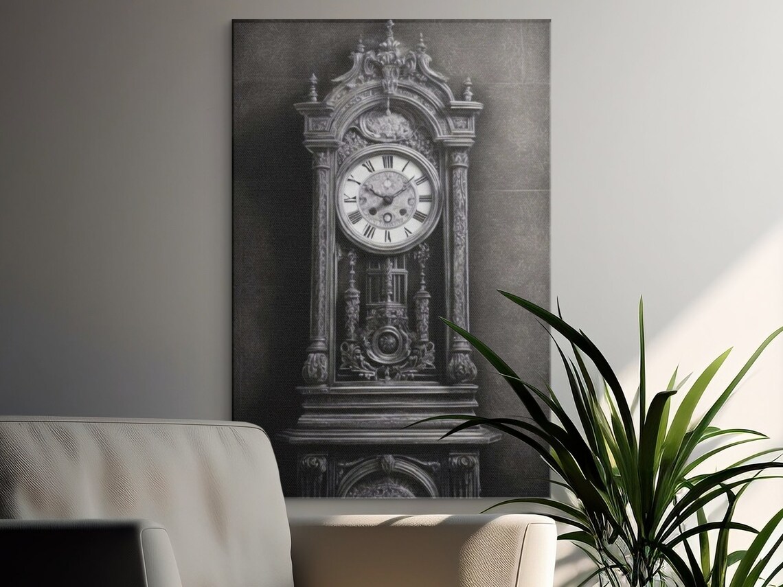 Rustic Grandfather Clock Digital Download, Antique Clock Sketch Wall ...