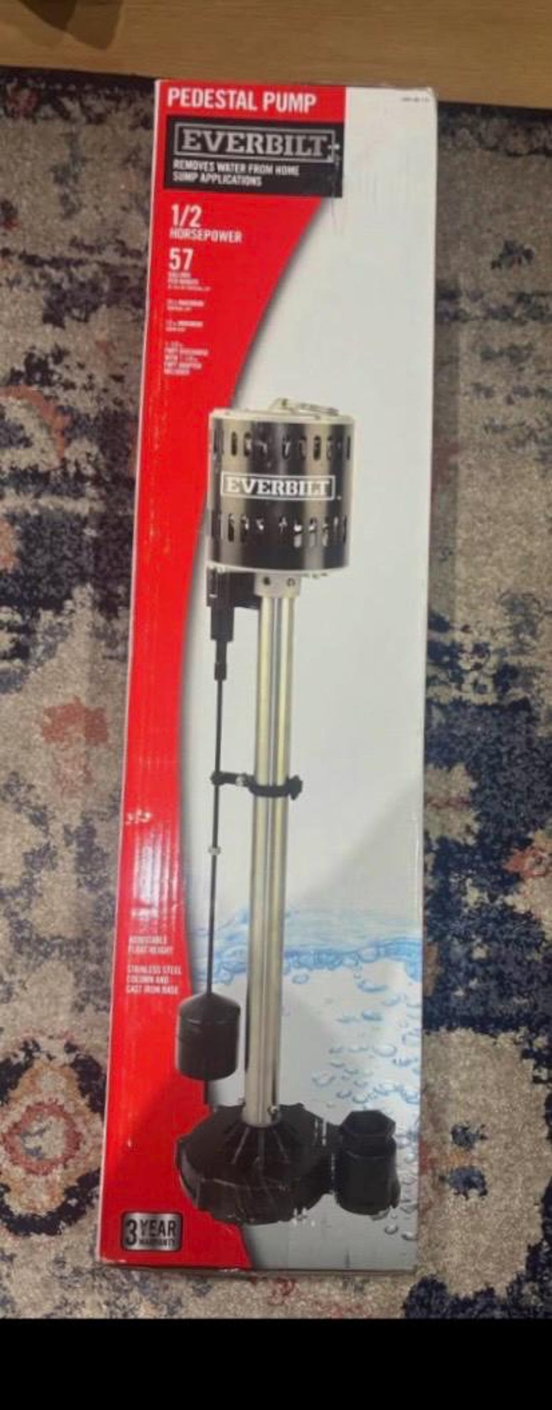 Everbilt- 1/2 HP Stainless Steel and Cast Iron Pedestal Sump Pump - Etsy