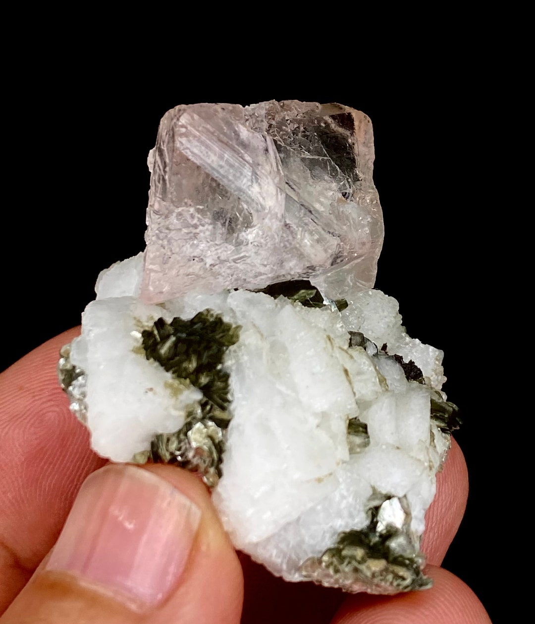 40 Grams Rarest Pink Bi-colour Fluorite Terminated Crystal Host on ...