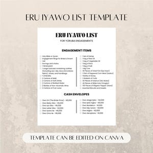 Eru Iyawo List for Yoruba Engagements Customizable Template - Plain ...