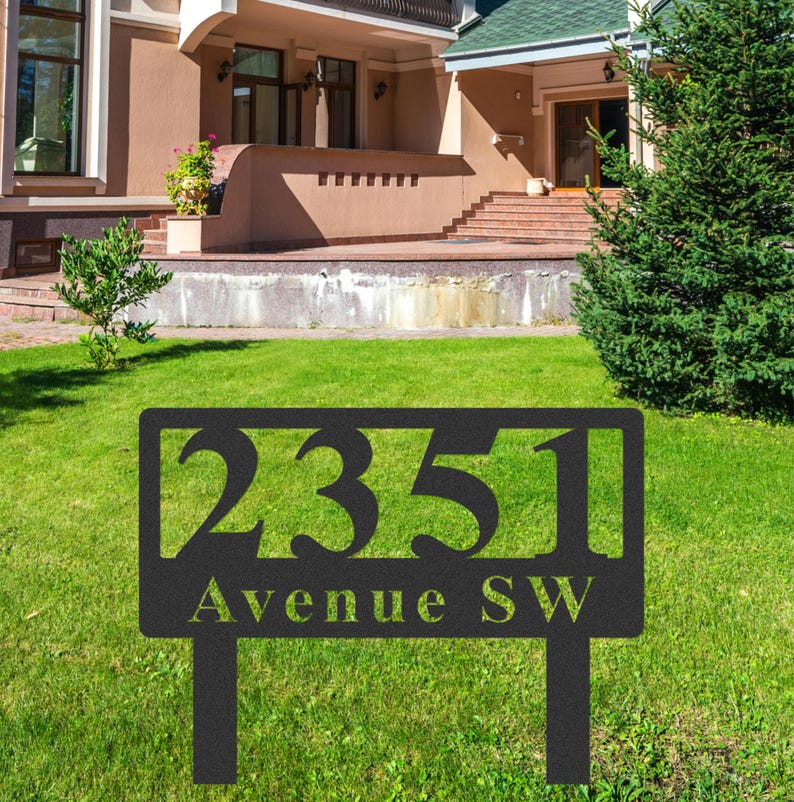 Metal House Number Sign With Stake,custom House Number Stake for Yard ...