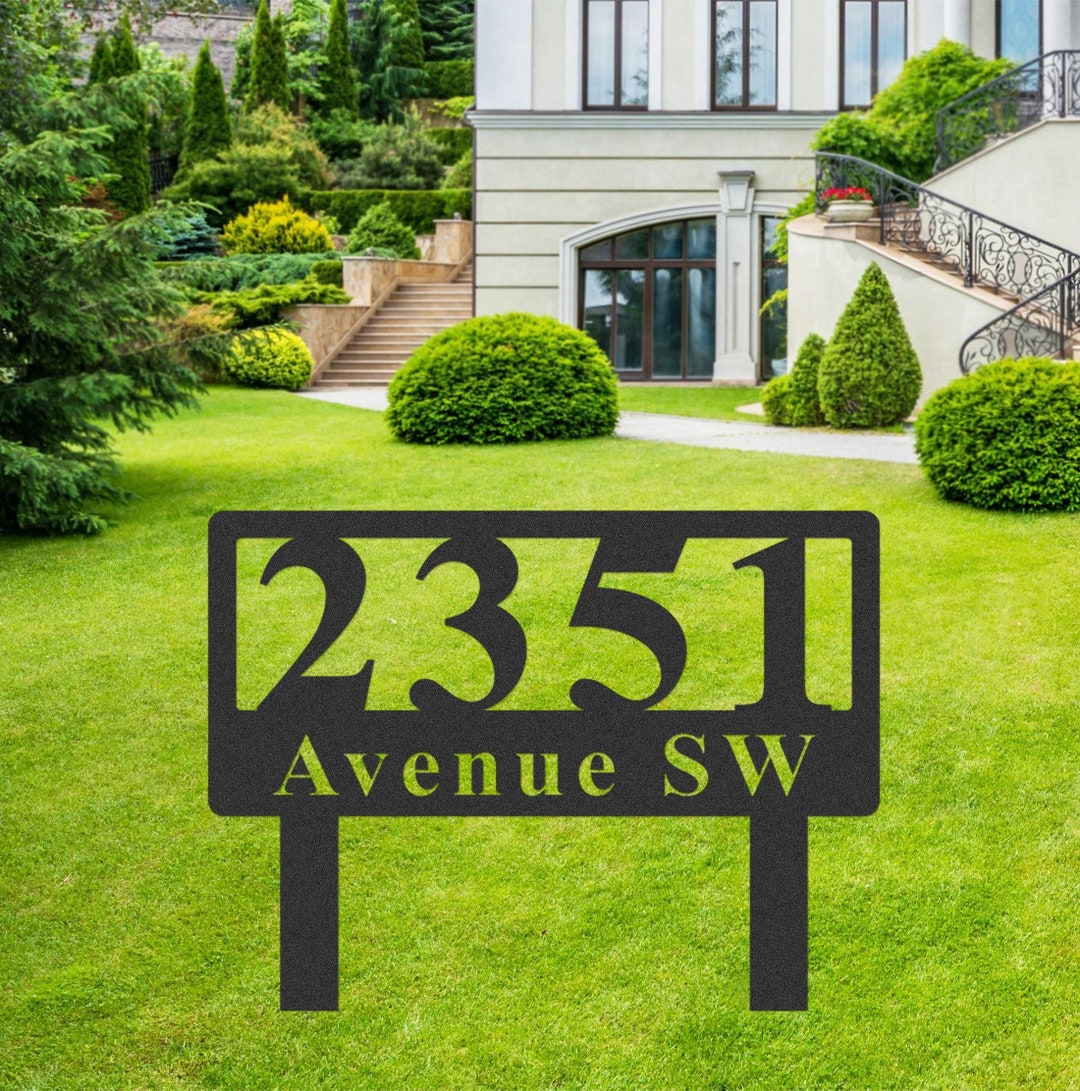 Metal House Number Sign With Stake,custom House Number Stake for Yard ...