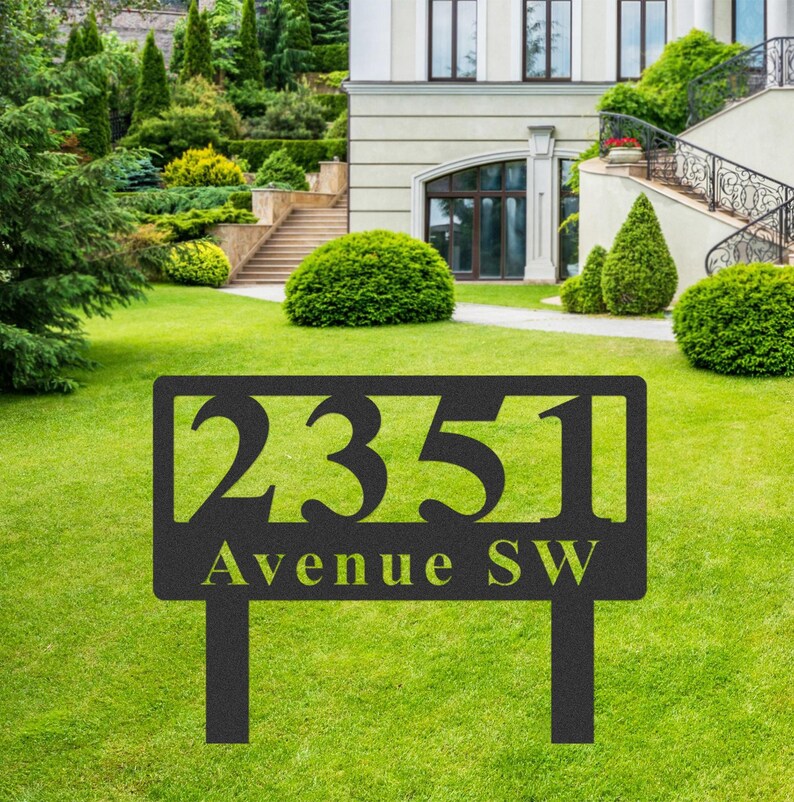 Metal House Number Sign With Stake,custom House Number Stake for Yard ...