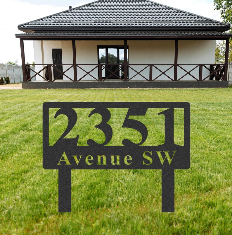 Metal House Number Sign With Stake,custom House Number Stake for Yard ...