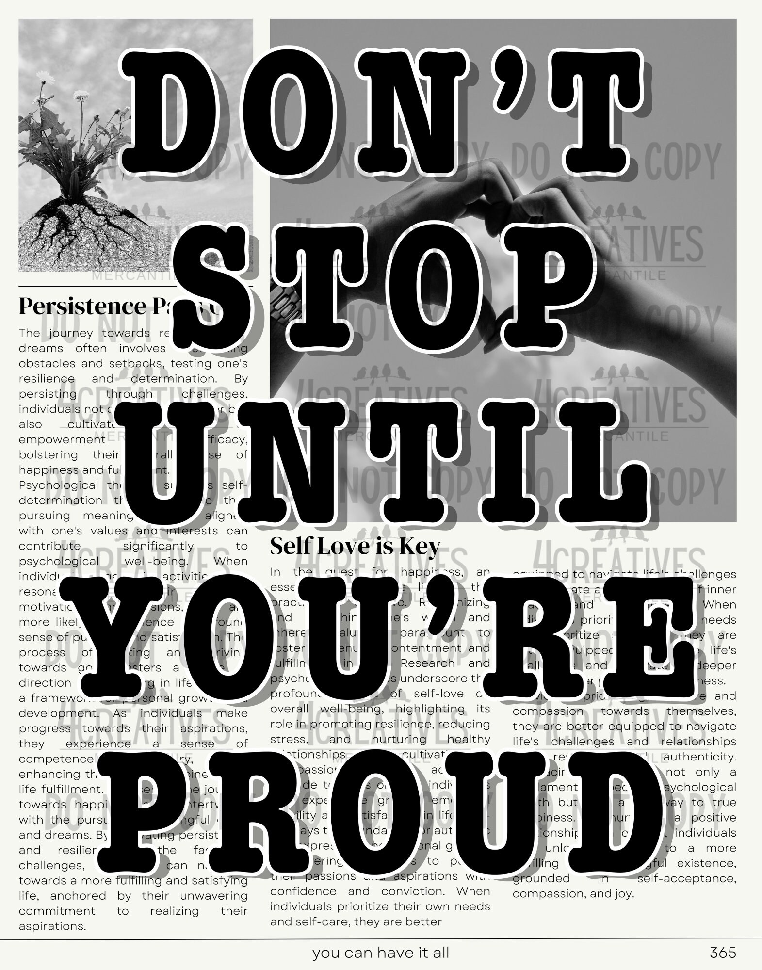 Don't Stop Until Youre Proud Printable Wall Art PNG Self Love ...