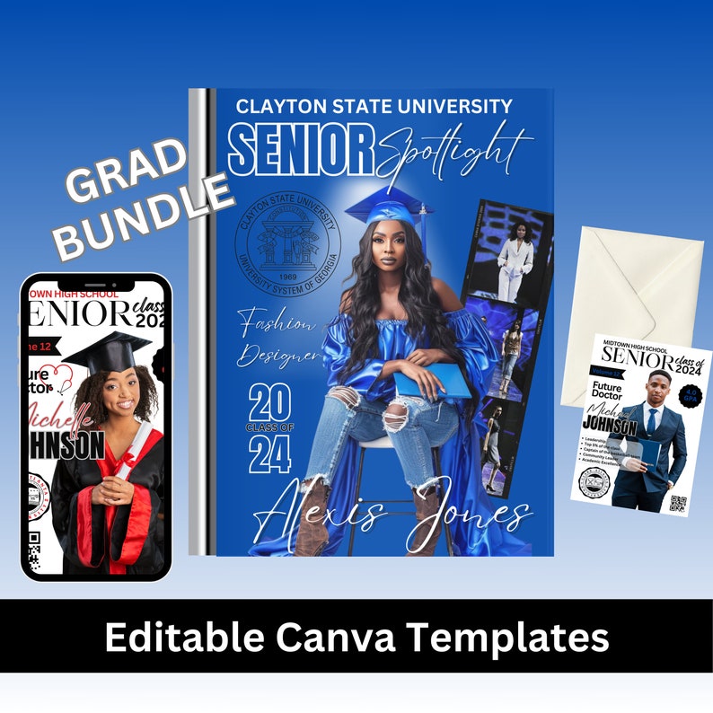 Graduation Magazine Cover Editable Canva Template Digital Design ...