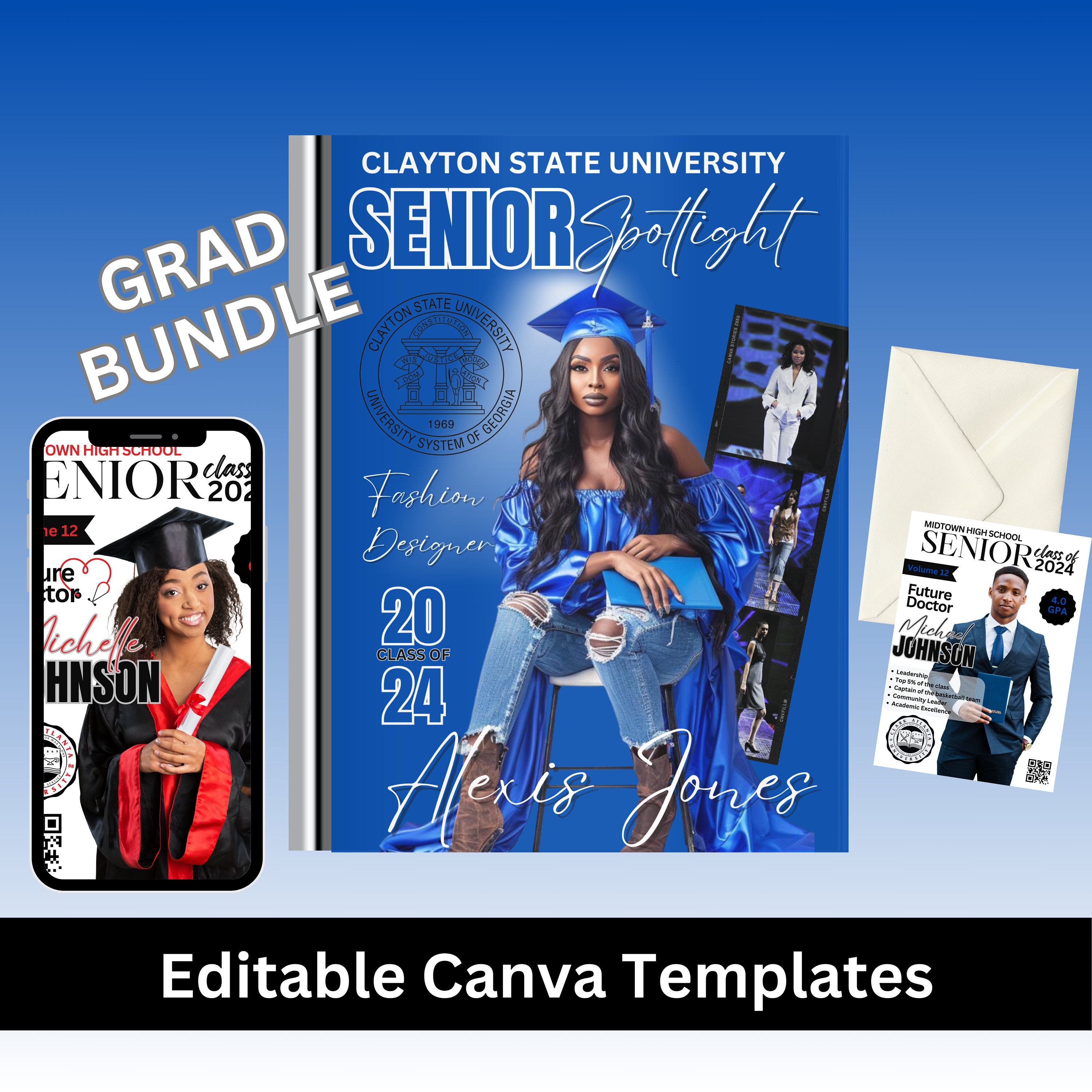 Graduation Magazine Cover Editable Canva Template Digital Design ...