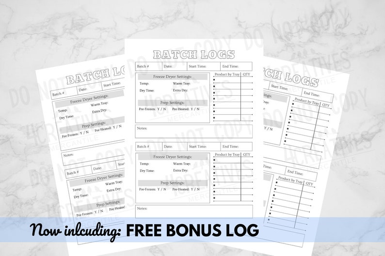 Freeze Dryer Logs Printable PDF Bonus Weekly Freeze Dryer Run Schedule ...