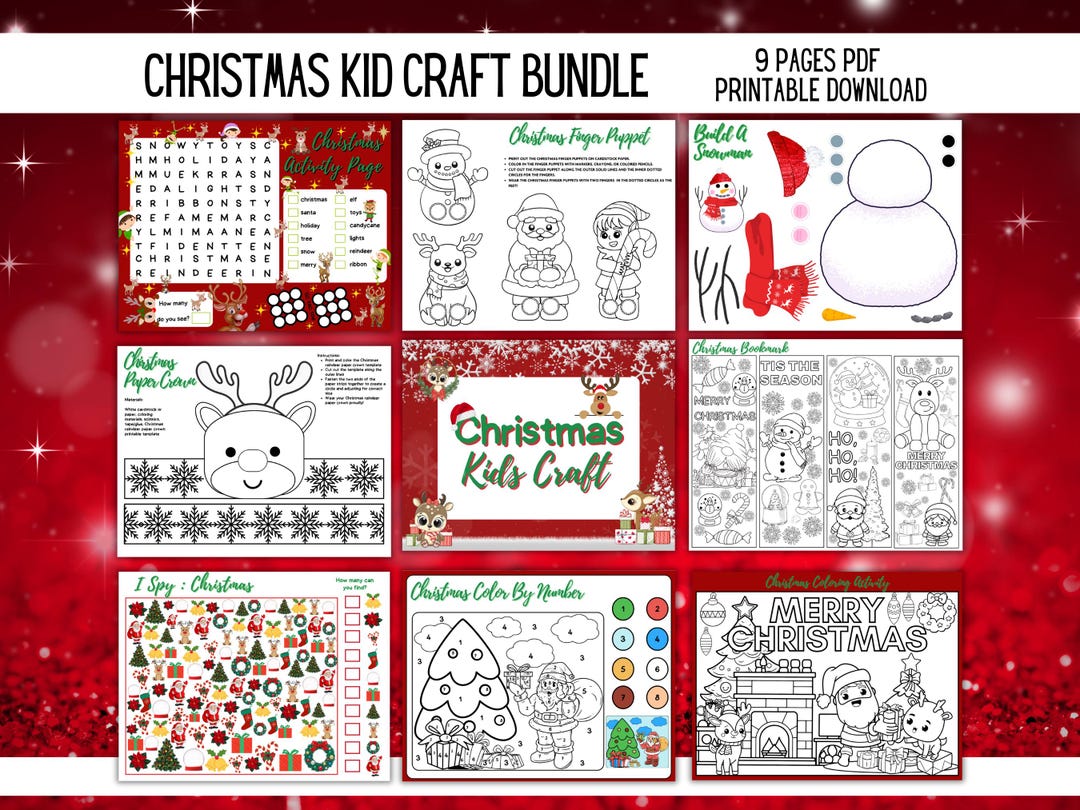 Kids Christmas Craft Bundle Printable Holiday Activities Word Search ...