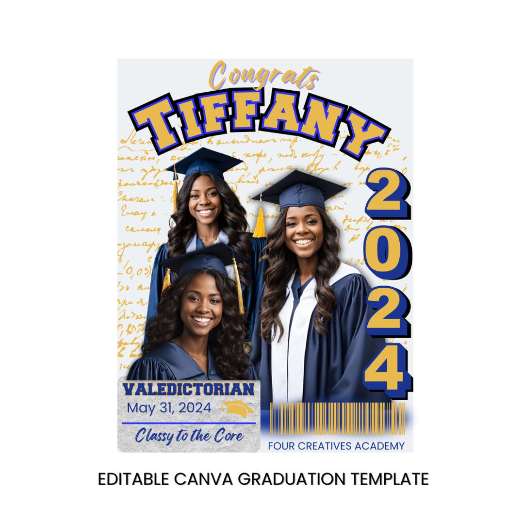 Graduation Editable Canva Template Digital Design Valedictorian ...