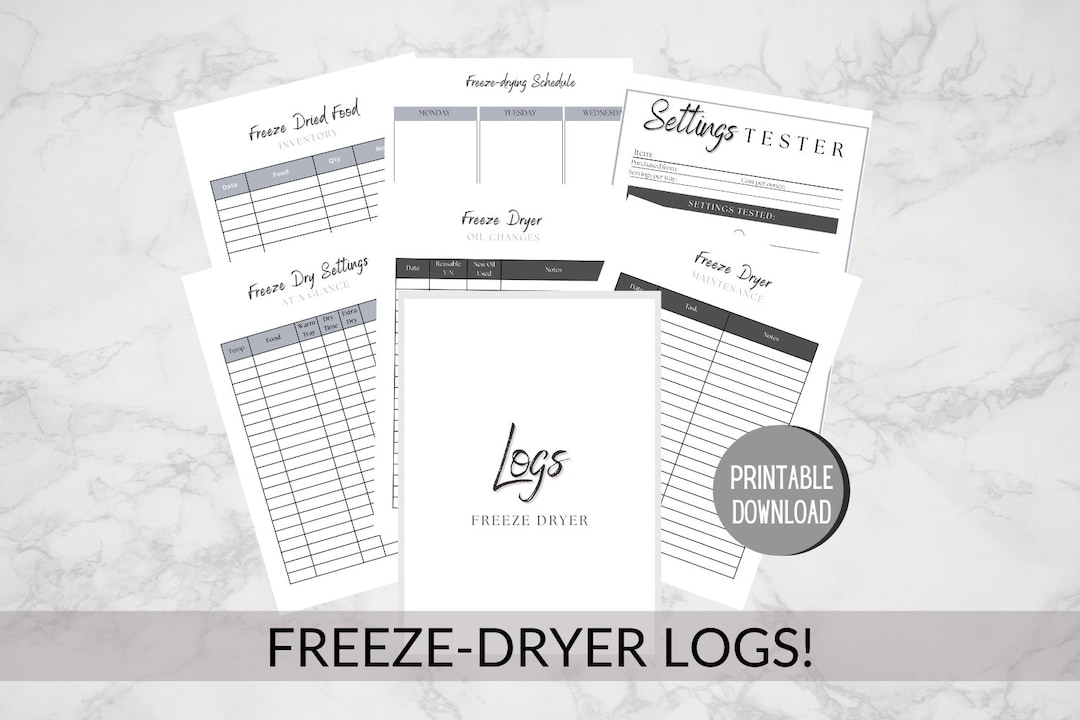 Freeze Dryer Logs Printable PDF Bonus Weekly Freeze Dryer Run Schedule ...