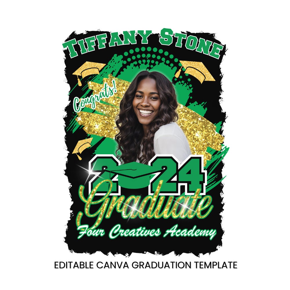 Graduation Editable Canva Template Digital Design 2024 Graduate Custom ...