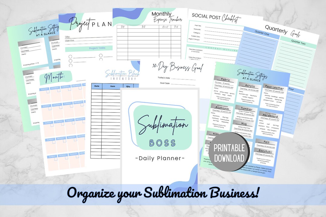 Sublimation Boss Daily Planner + Heat Press Settings Cheat Sheet PDF ...
