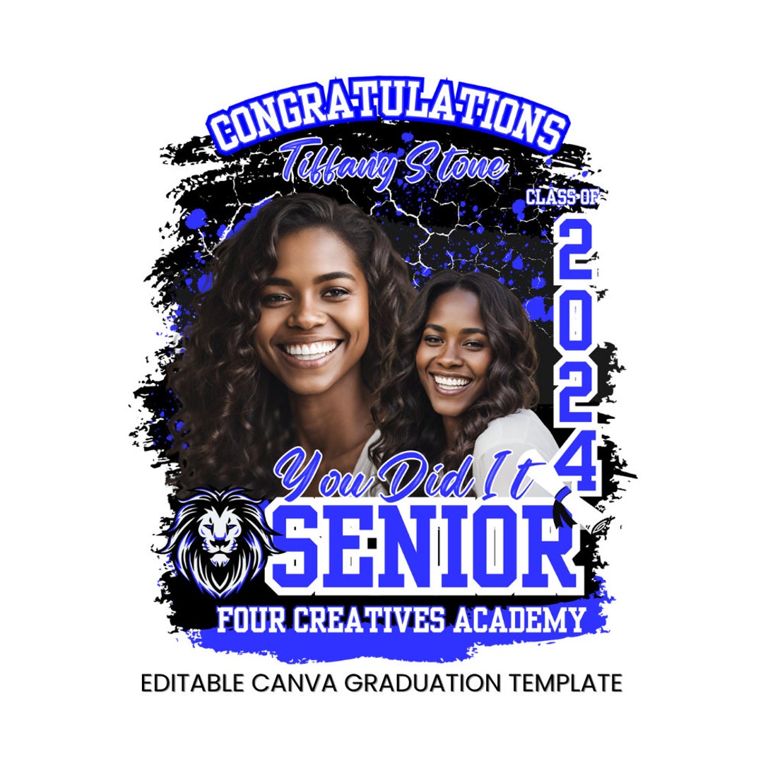 Graduation Editable Canva Template Digital Design Graduate Custom ...