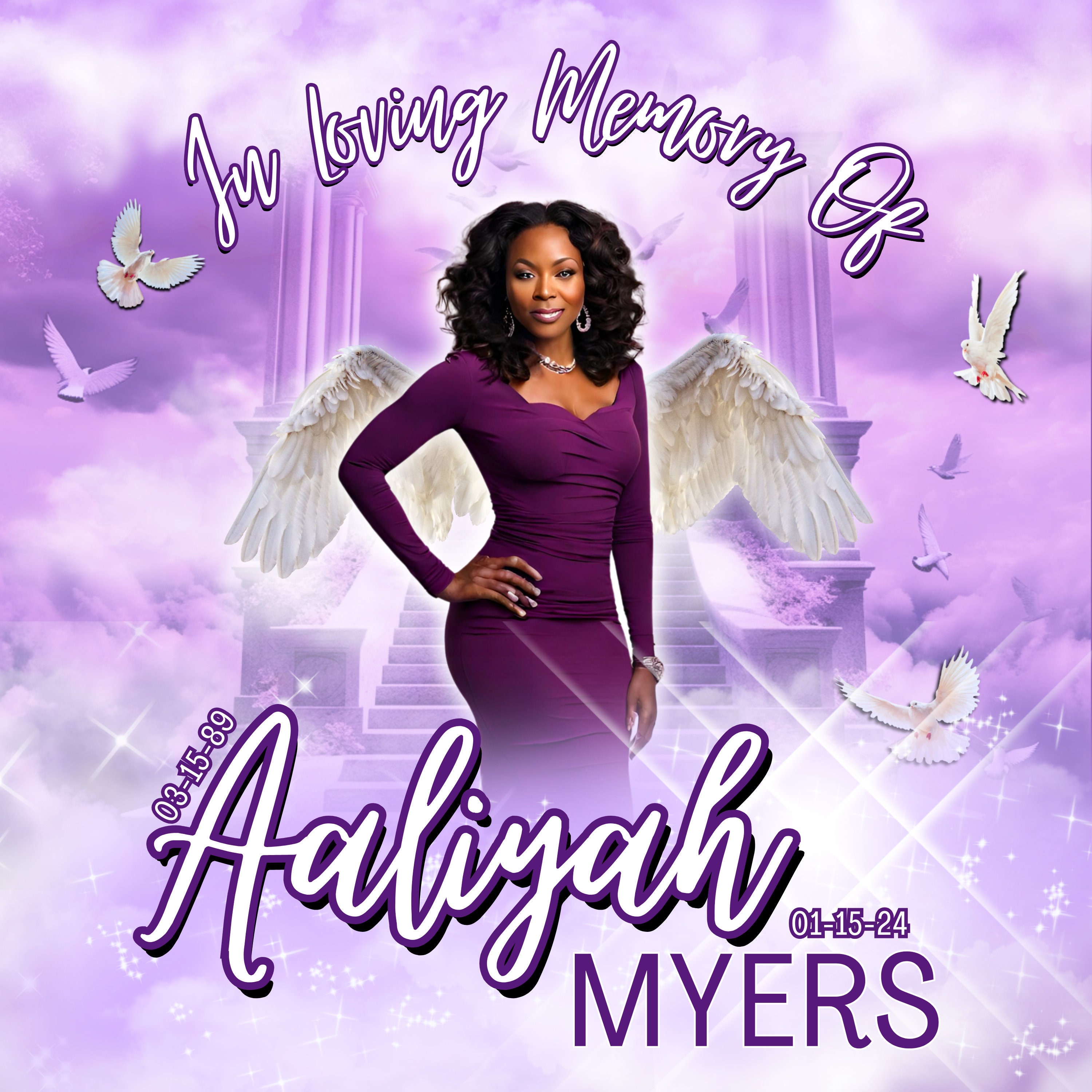 Purple Memorial Funeral Editable Canva Template Digital Design Crafter ...