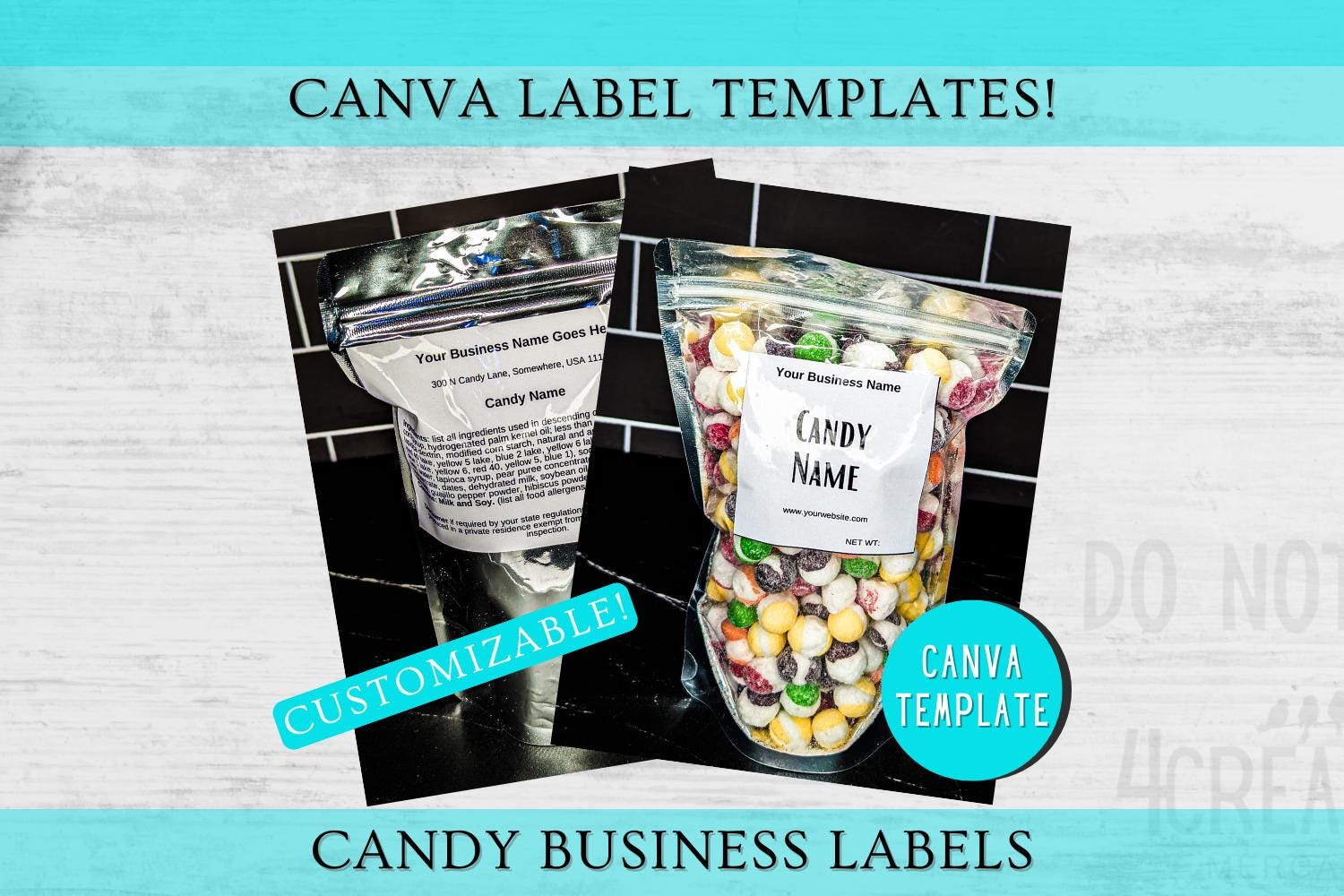 Freeze Dried Candy Food Label Packaging TEMPLATES Ingredient Branding ...