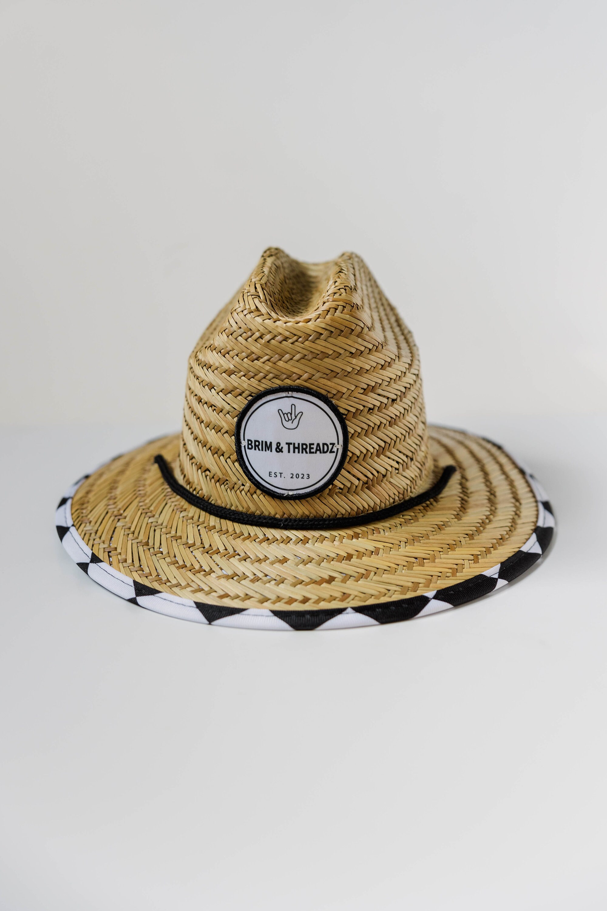 Checkered Straw Hat for Kids - Etsy