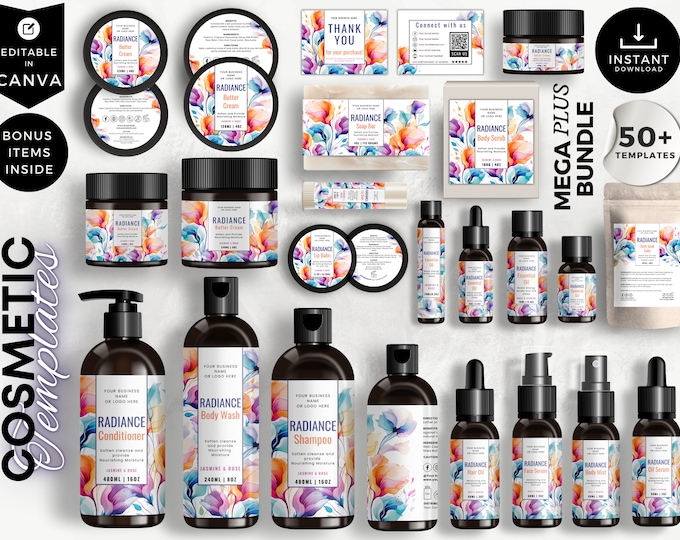 Editable Cosmetic Label Templates, Elegant Skincare Product Label ...