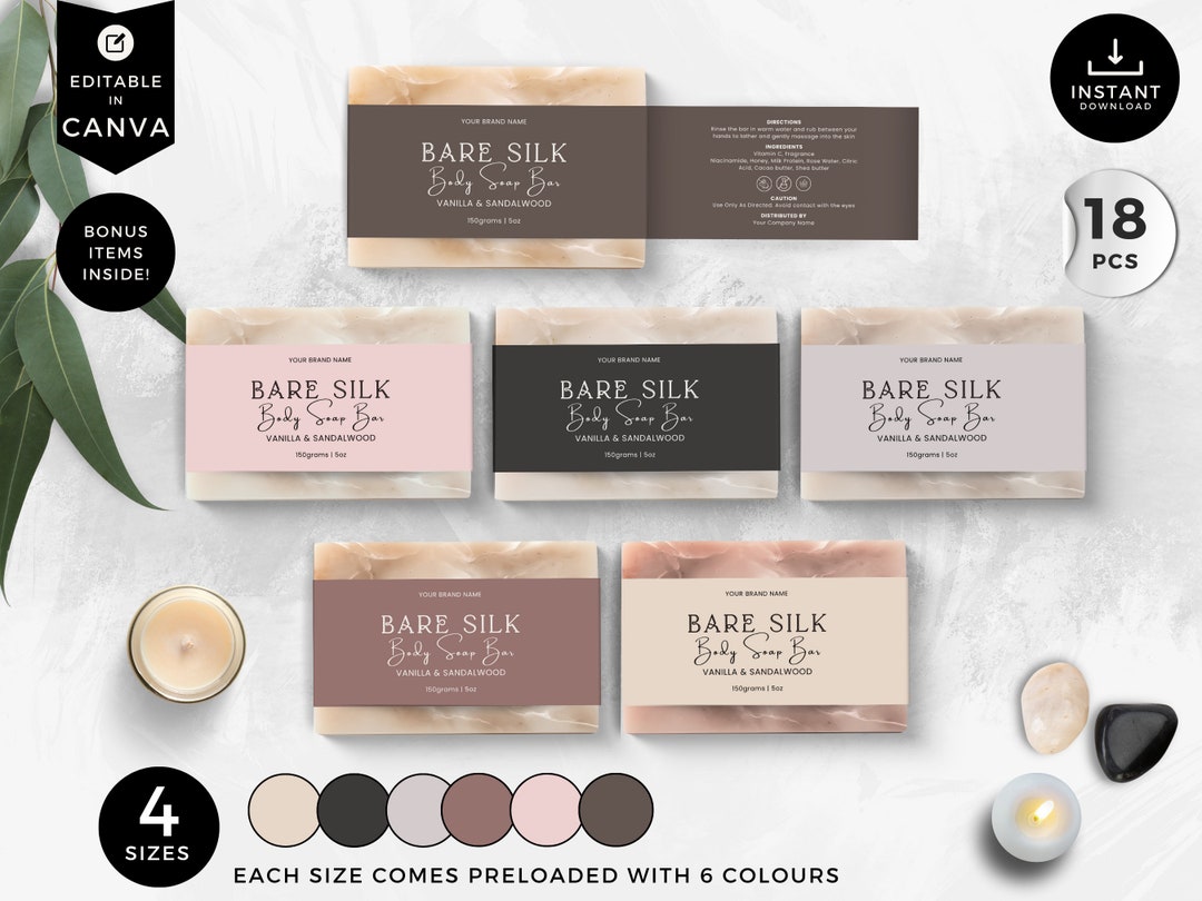 Soap Label Template, DIY Printable Soap Labels, Editable Soap Band ...