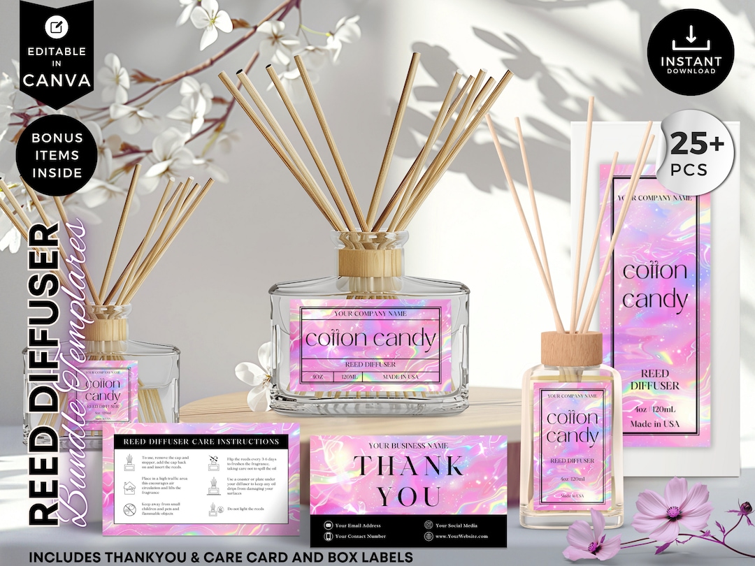 Editable Reed Diffuser Template, DIY Canva Product Labels, Room ...