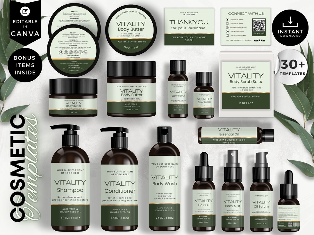 Editable Cosmetic Label Templates, Custom Body Product Label, DIY ...