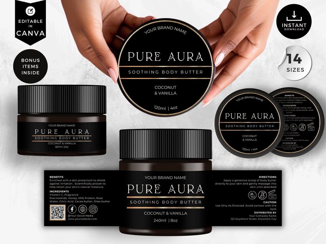 Editable Jar Label Templates, Cosmetic Product Label, DIY Canva Design ...