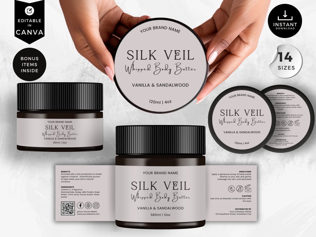 Editable Jar Label Templates, Cosmetic Product Label, DIY Canva Design ...