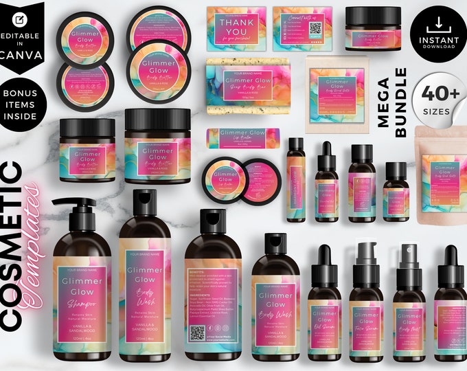 Editable Cosmetic Label Templates, Custom Body Product Label, DIY ...
