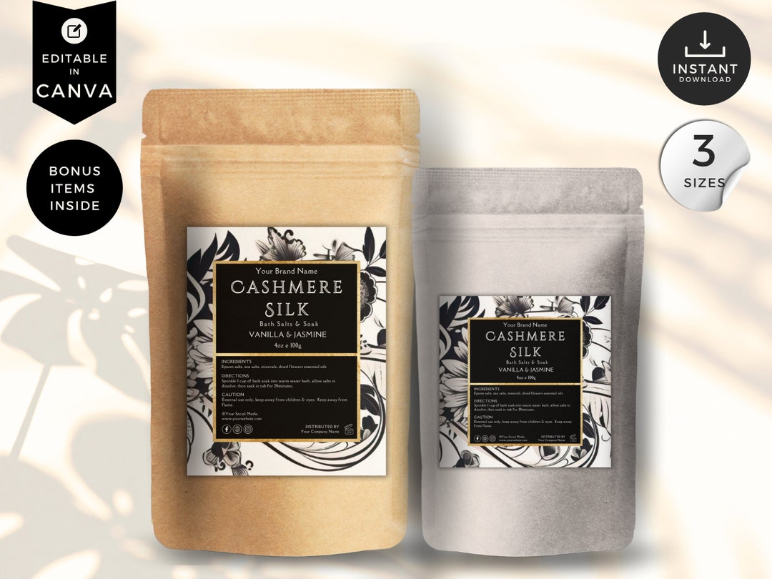 Editable Pouch Label Template, Bath Salts Label, Apothecary Pouch Label ...
