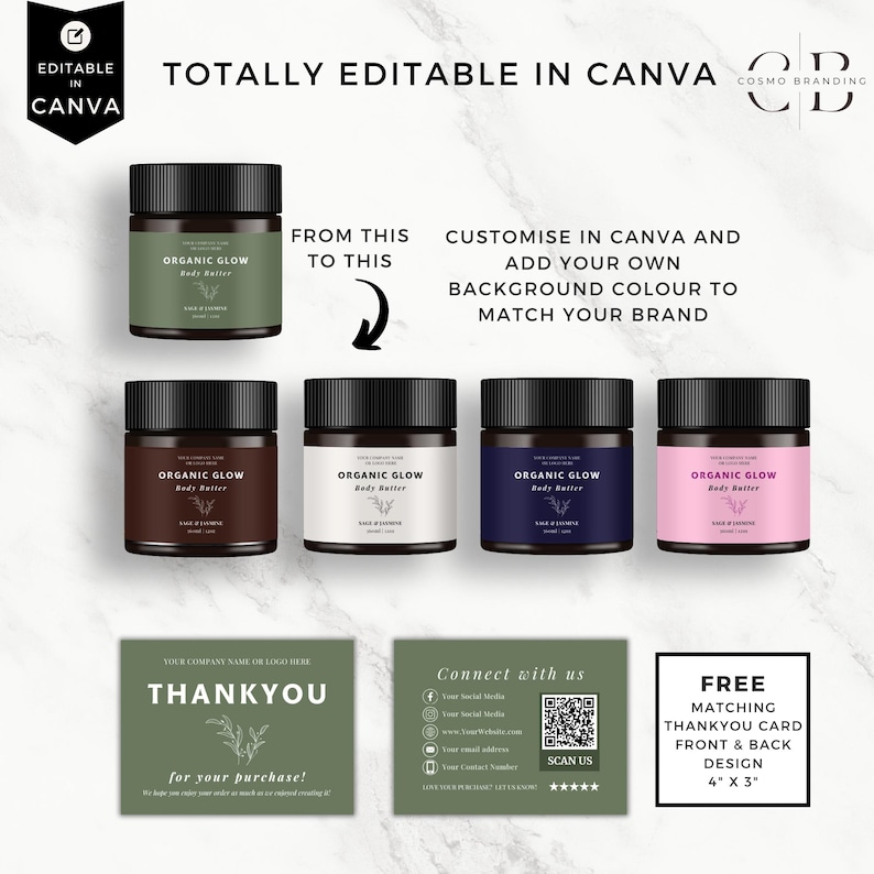 Botanical Skincare Label Template Bundle Canva Editable Cosmetic Labels ...