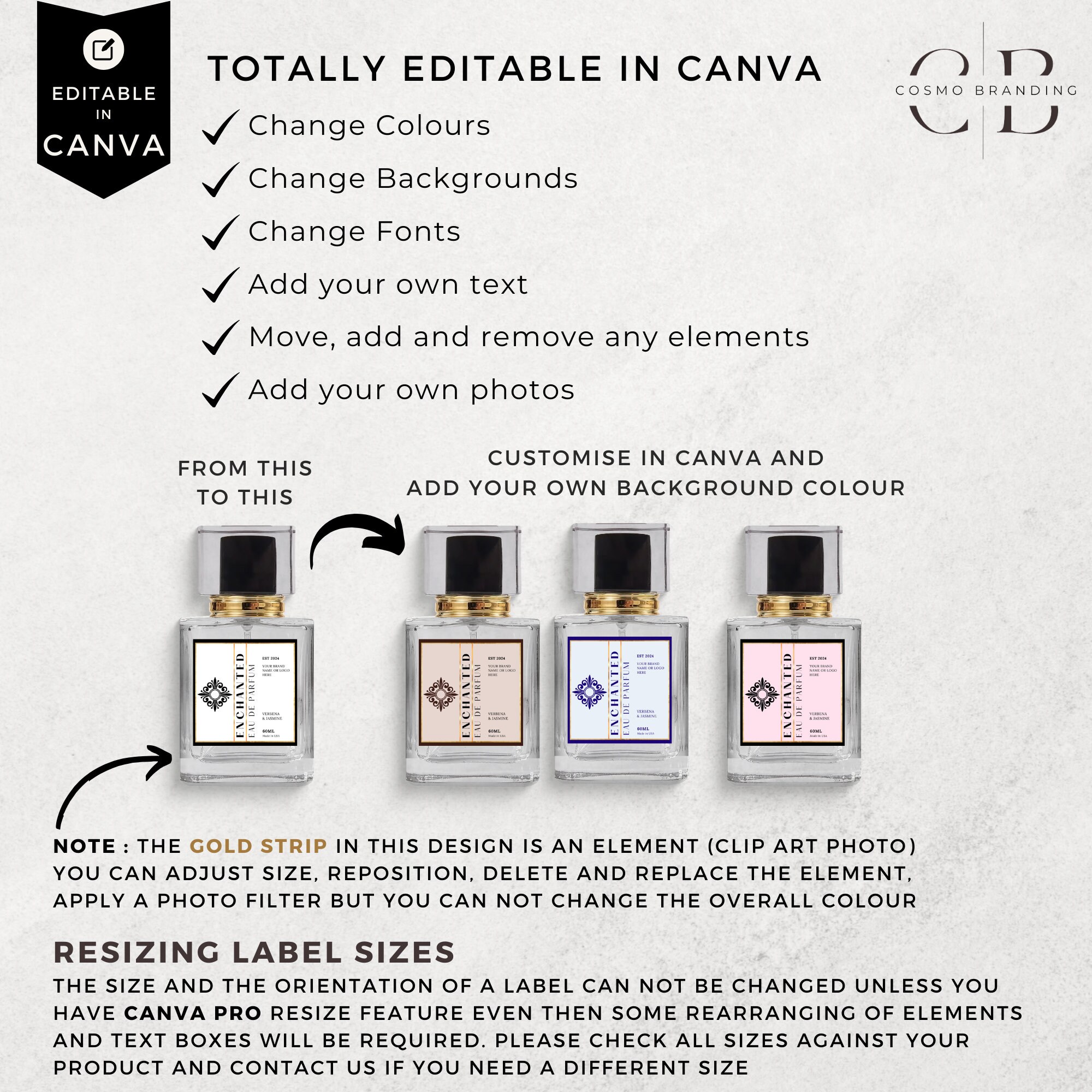 Editable Perfume Bottle Label, Custom Fragrance Canva Design, DIY ...